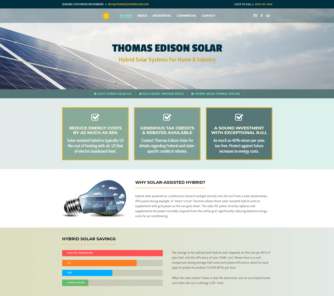 Thomas Edison Solar | Garnet Web Design